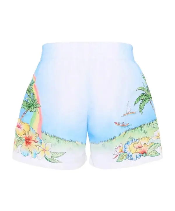 Casablanca Floral Print Swim Shorts - White