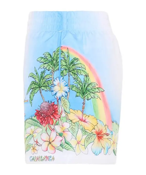 Casablanca Floral Print Swim Shorts - White
