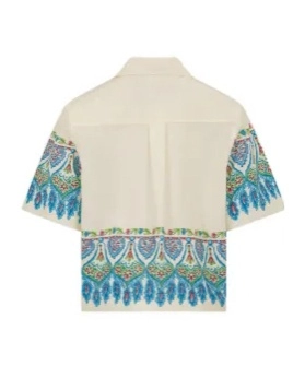 Etro Cotton Poplin Shirt With Placed Floral Print