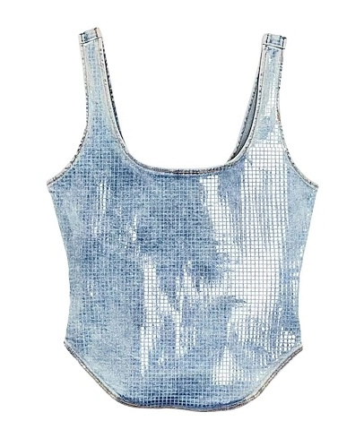 DIESEL® Sleeveless Denim Vest With Embroidered Logo