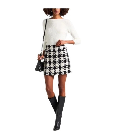 Dolce & Gabbana Houndstooth Tweed Flared Mini Skirt