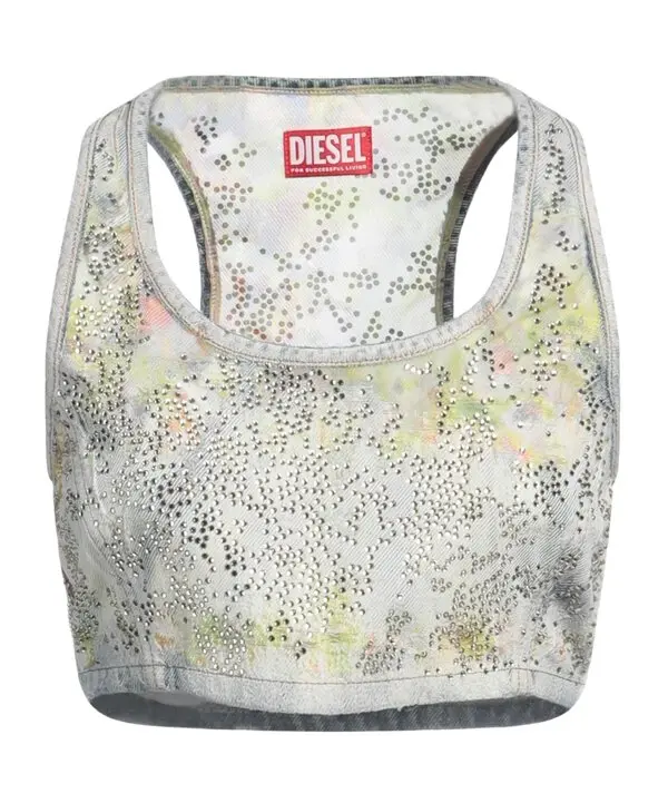 DIESEL® Cropped Embellished Denim Vest