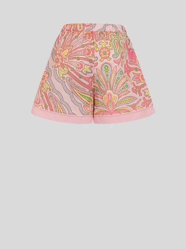 Etro Cotton Poplin Shorts With Scarf-inspired Print