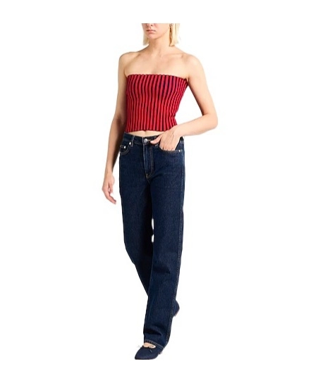Tory Burch Two-tone Ribbed-knit Tube Top
