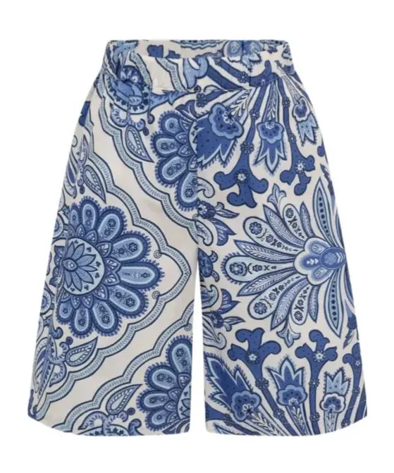 Etro Cotton Poplin Bermuda Shorts With Scarf-inspired Print