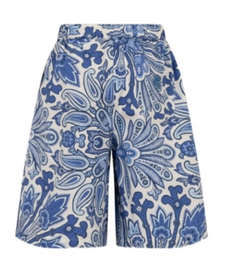 Etro Cotton Poplin Bermuda Shorts With Scarf-inspired Print