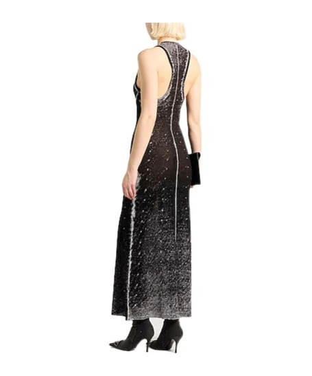 DIESEL® Sleeveless Linen Knit Maxi Dress With Embroidered Logo