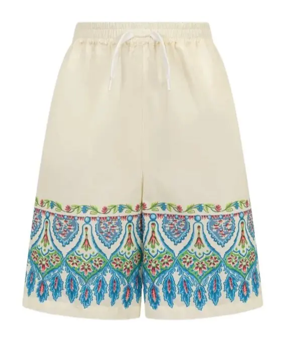 Etro Cotton Poplin Bermuda Shorts With Placed Floral Print