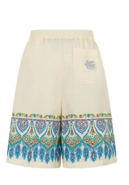 Etro Cotton Poplin Bermuda Shorts With Placed Floral Print
