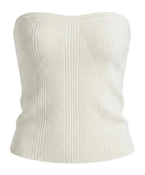 ALLSAINTS Sleeveless Strapless Ribbed Top - White