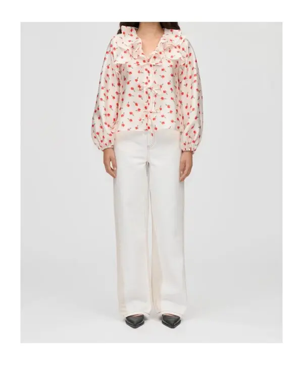 Stine Goya Printed Ruffled Shirt With Long Sleeves - Pink