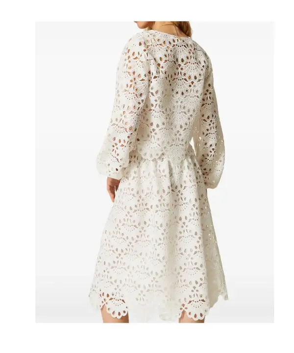TWINSET Woven Midi Skirt With Scalloped Edges