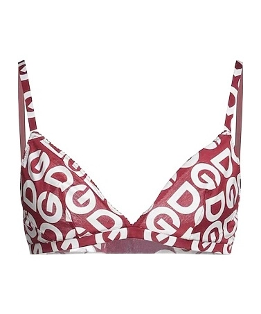 Dolce & Gabbana Logo Print Lace Bra - Wine Red