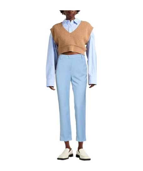 Max Mara Plain Cool Wool Tapered Trousers - Blue