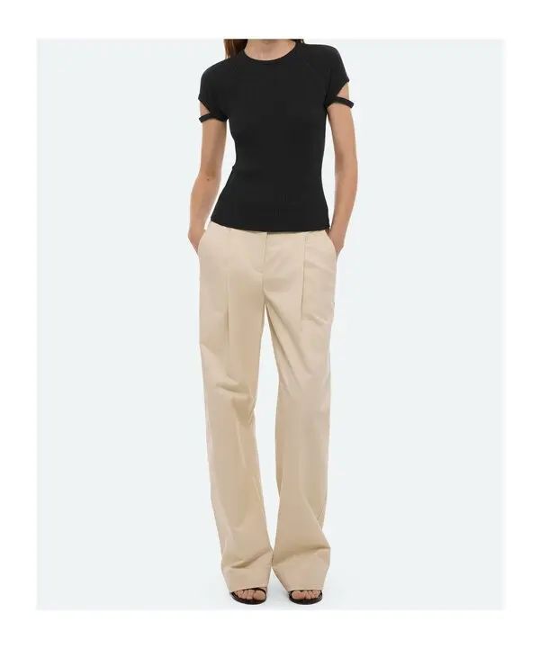 Helmut Lang Cutout Sleeve Ribbed Top - Black