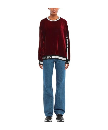 Dolce & Gabbana Velvet Long Sleeve Crew Neck Top