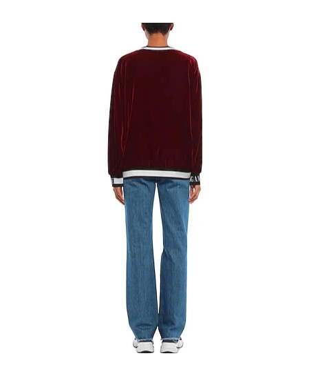 Dolce & Gabbana Velvet Long Sleeve Crew Neck Top