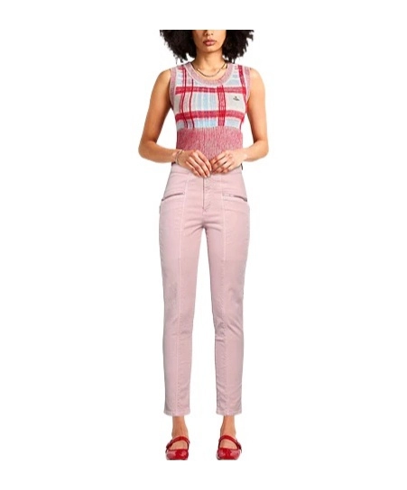 Isabel Marant Étoile Tapered Leg Jeans With Zip Pockets And Leather Trims