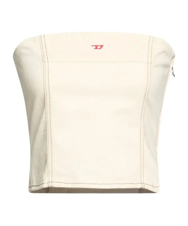 DIESEL® Denim Strapless Tube Top With Embroidered Logo