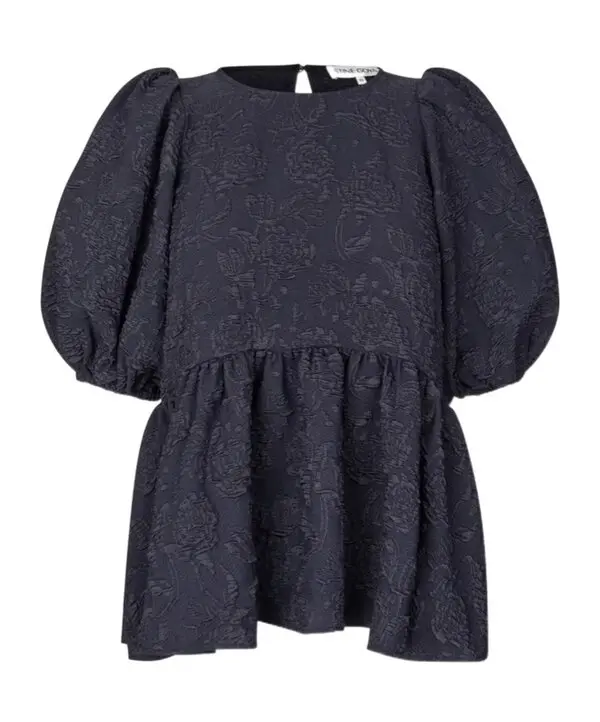 Stine Goya Puff Sleeve Ruffle Hem Top