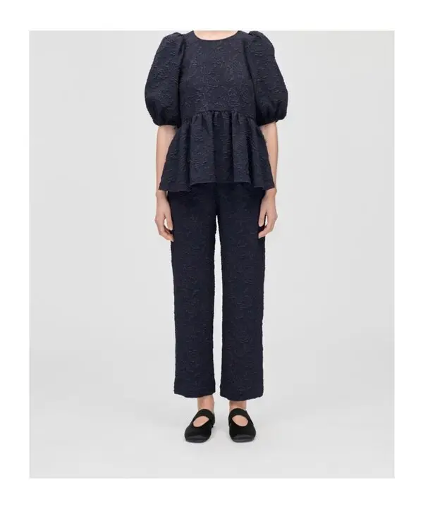Stine Goya Puff Sleeve Ruffle Hem Top