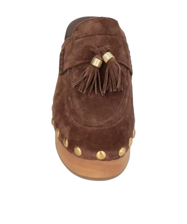 Rag & Bone Suede Platform Clogs With Tassel Detail