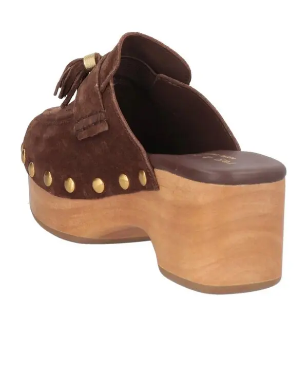 Rag & Bone Suede Platform Clogs With Tassel Detail