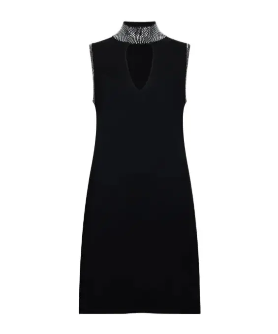 Liu Jo Sleeveless High Neck Dress With Rhinestone Appliqu