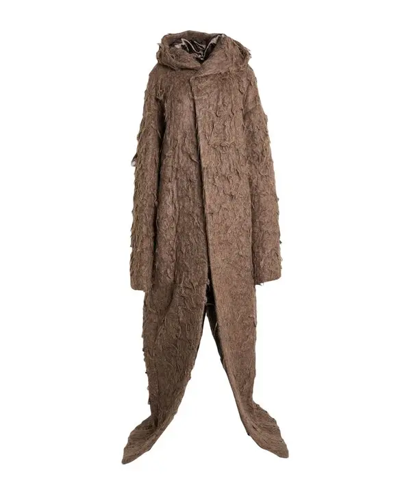 Rick Owens Solid Color Hooded Cashmere Coat