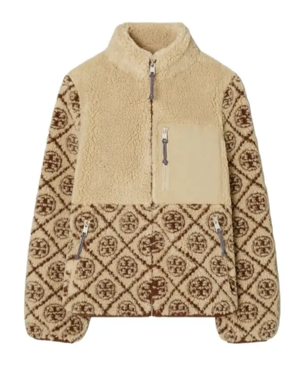 Tory Burch Logo Fleece Zip Jacket