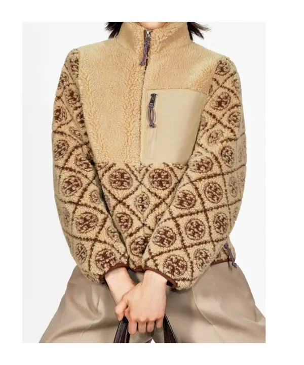 Tory Burch Logo Fleece Zip Jacket