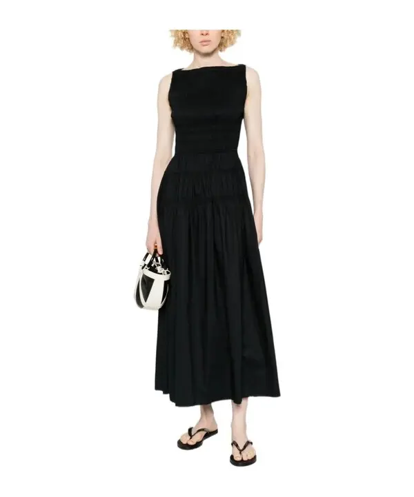 DÔEN Sleeveless Shirred Midi Dress