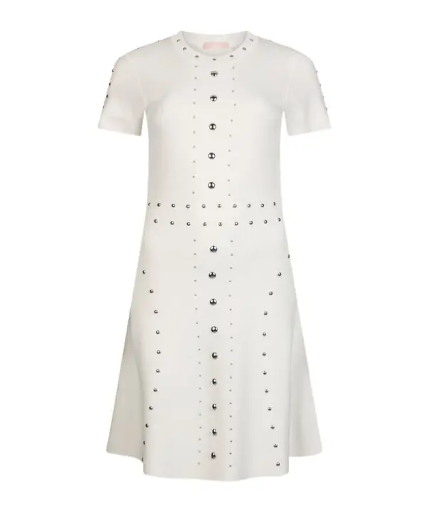 Liu Jo Studded Knit Mini Dress - White Wool