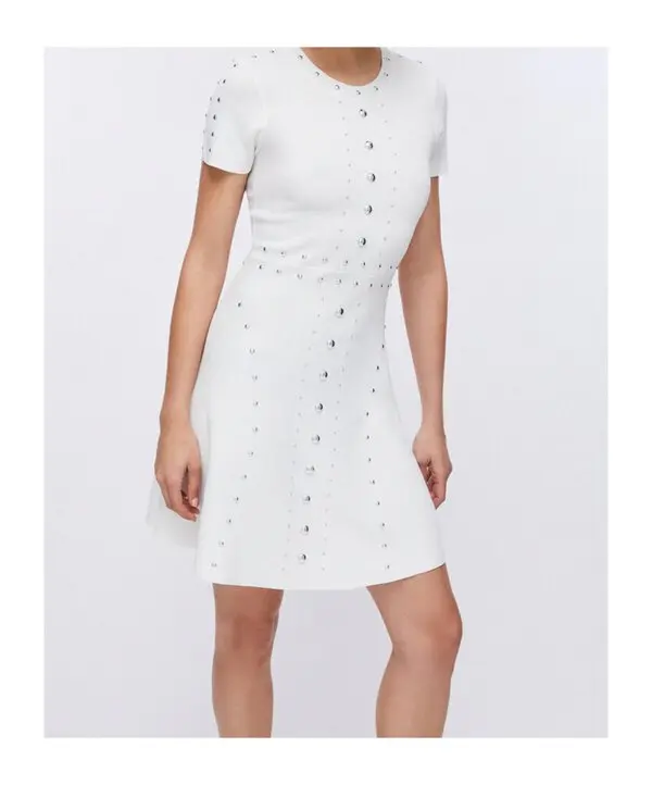 Liu Jo Studded Knit Mini Dress - White Wool