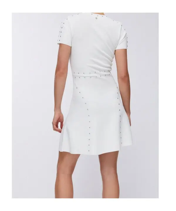 Liu Jo Studded Knit Mini Dress - White Wool