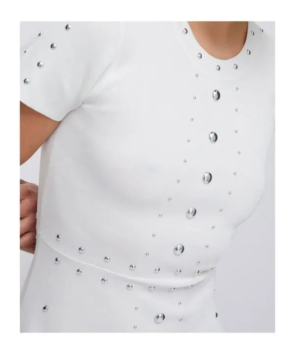 Liu Jo Studded Knit Mini Dress - White Wool