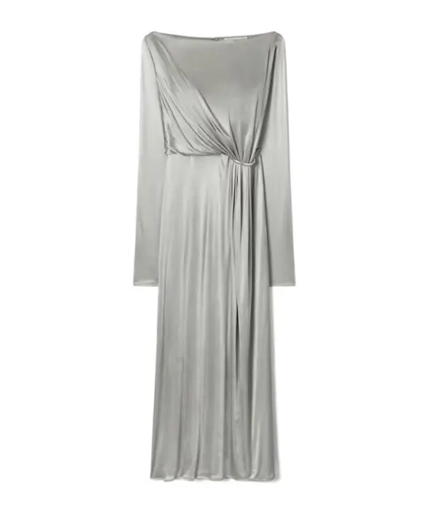 Tory Burch Ruched Long Sleeve Midi Dress - Grey