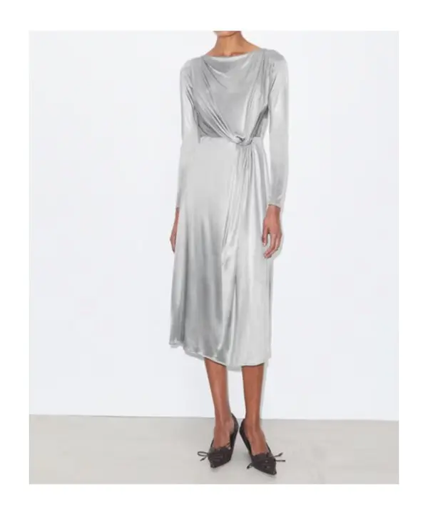 Tory Burch Ruched Long Sleeve Midi Dress
