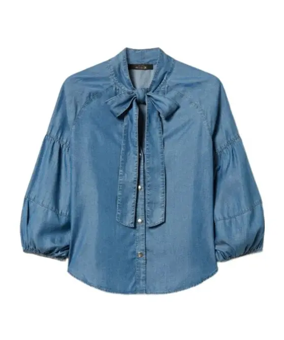 TWINSET Denim Balloon Sleeve Shirt