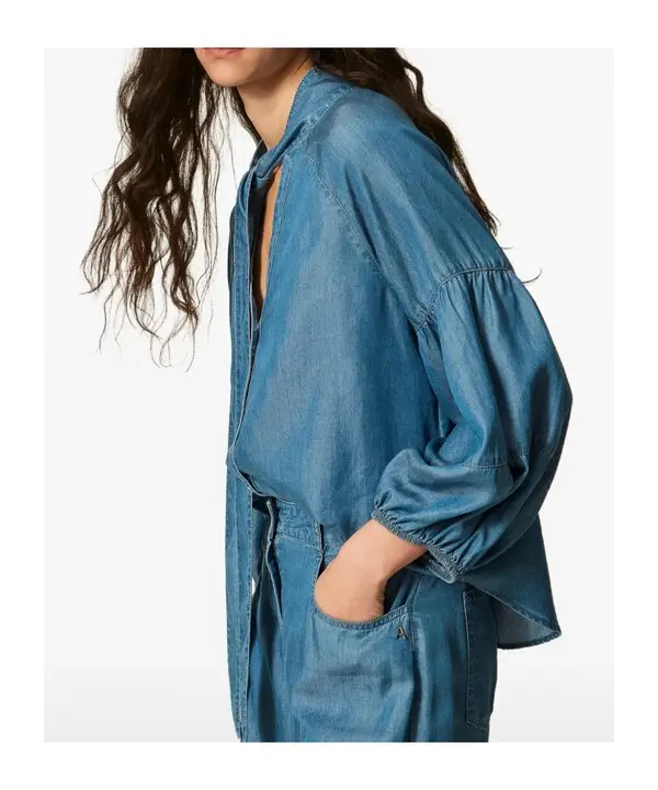 TWINSET Denim Balloon Sleeve Shirt