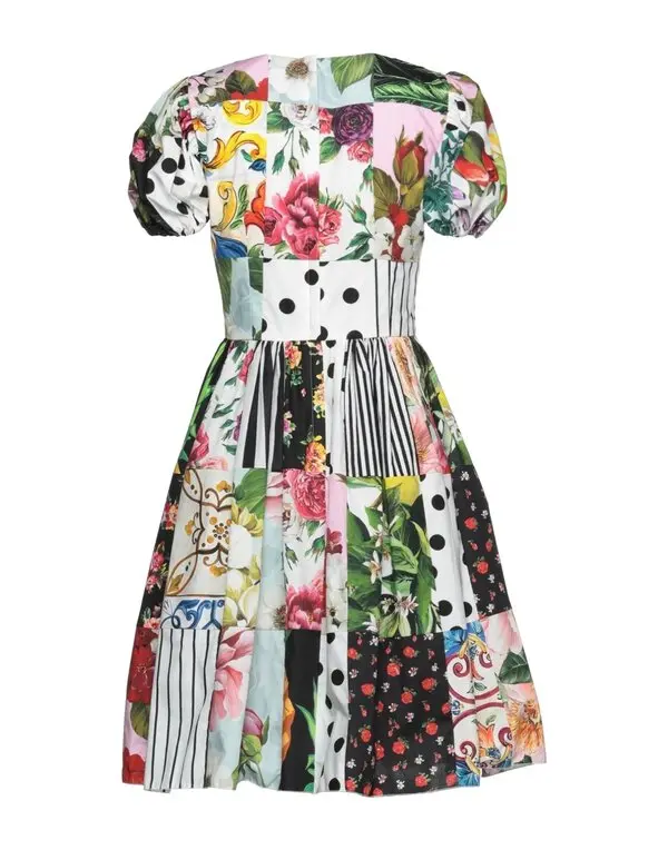 Dolce & Gabbana Patchwork Floral Print Short Sleeve Dress