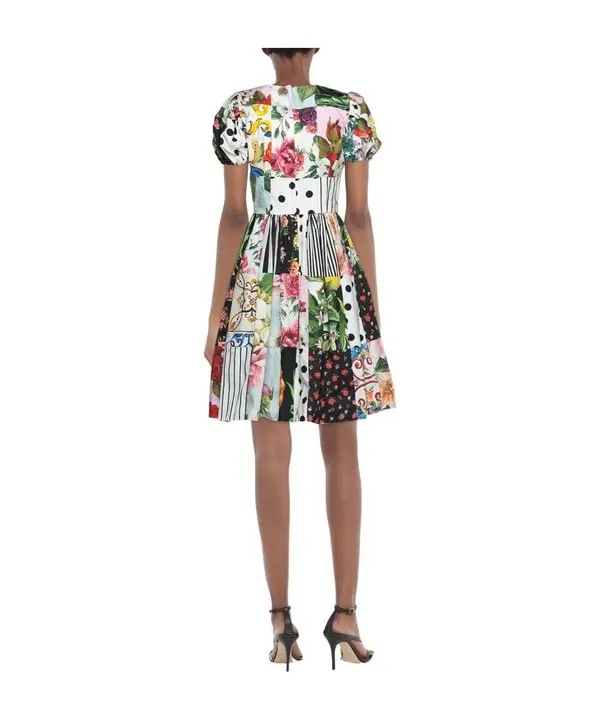 Dolce & Gabbana Patchwork Floral Print Short Sleeve Dress