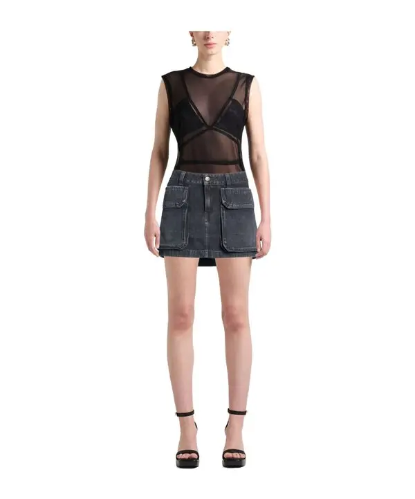 DIESEL® Denim Pencil Skirt With Designer Plaque