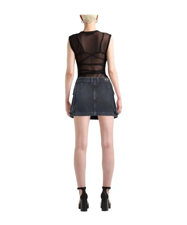 DIESEL® Denim Pencil Skirt With Designer Plaque