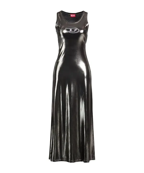 DIESEL® Sleeveless Metallic Jersey Maxi Dress