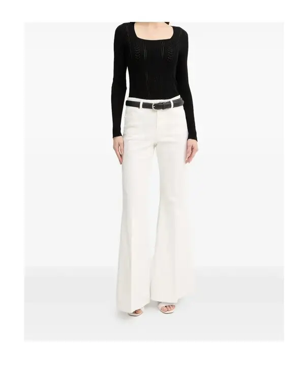 TWINSET Ribbed Square Neck Long Sleeve Sweater