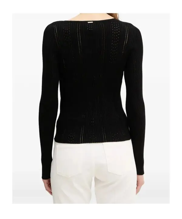 TWINSET Ribbed Square Neck Long Sleeve Sweater