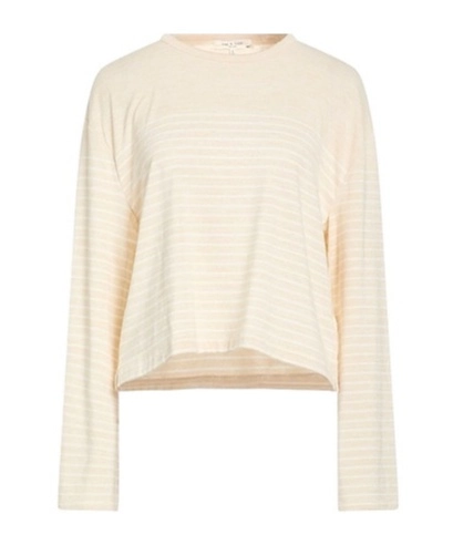 Rag & Bone Striped Knit Sweater With Crewneck And Side Slits - Light Apricot