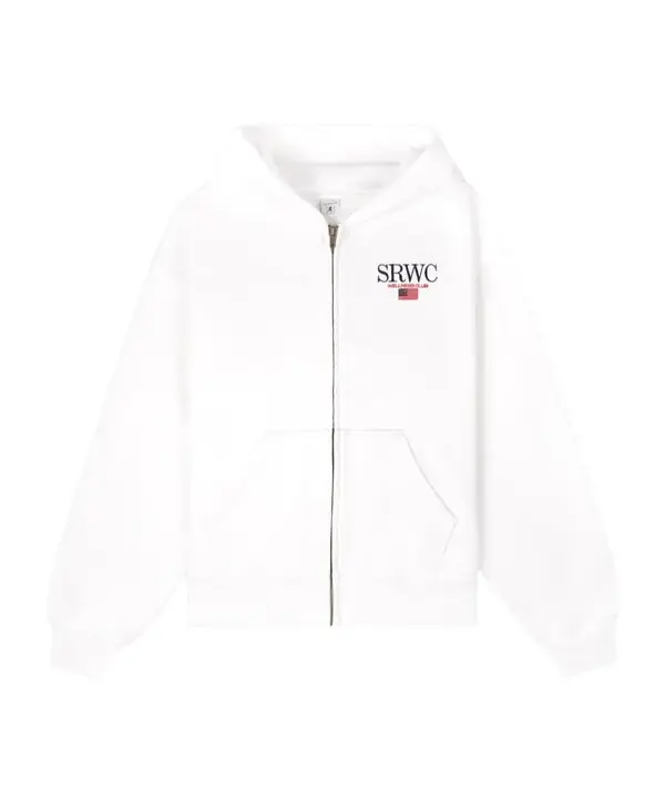 SPORTY  RICH Sporty & Rich Zipped Hooded Sweatshirt