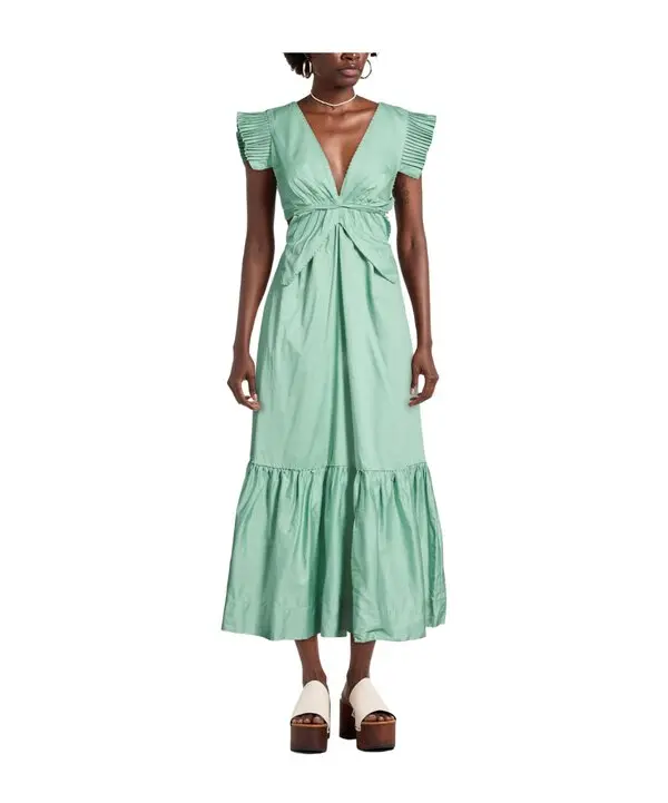 Farm Rio Flared Maxi Dress With Pleated Details